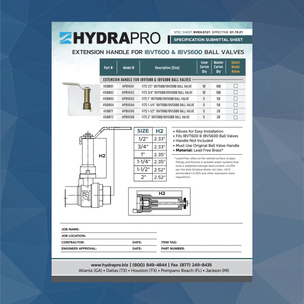 Ball Valve Extension Handle Hydrapro