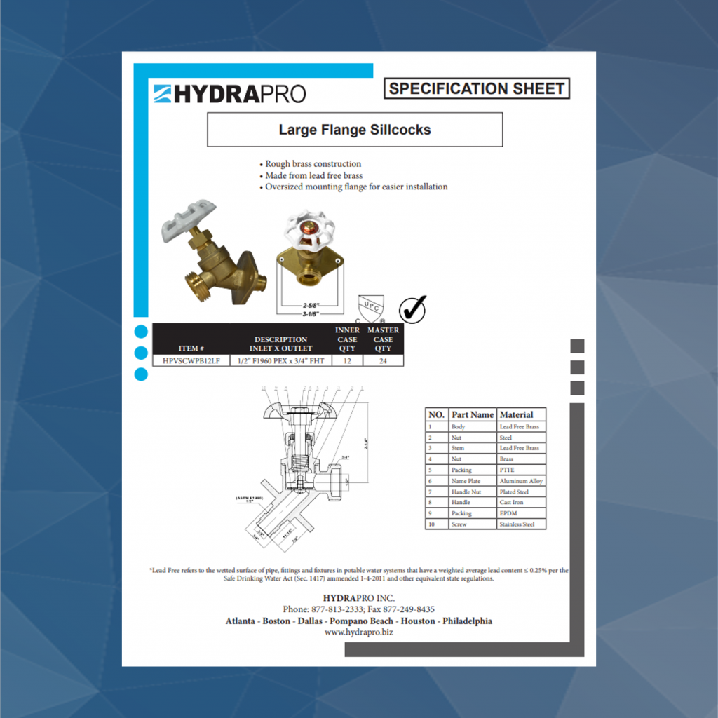 Large Flange Sillcocks - HydraPro