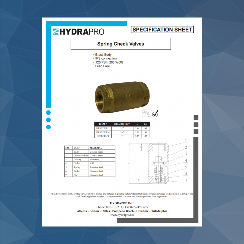 Spring Check Valves - HydraPro